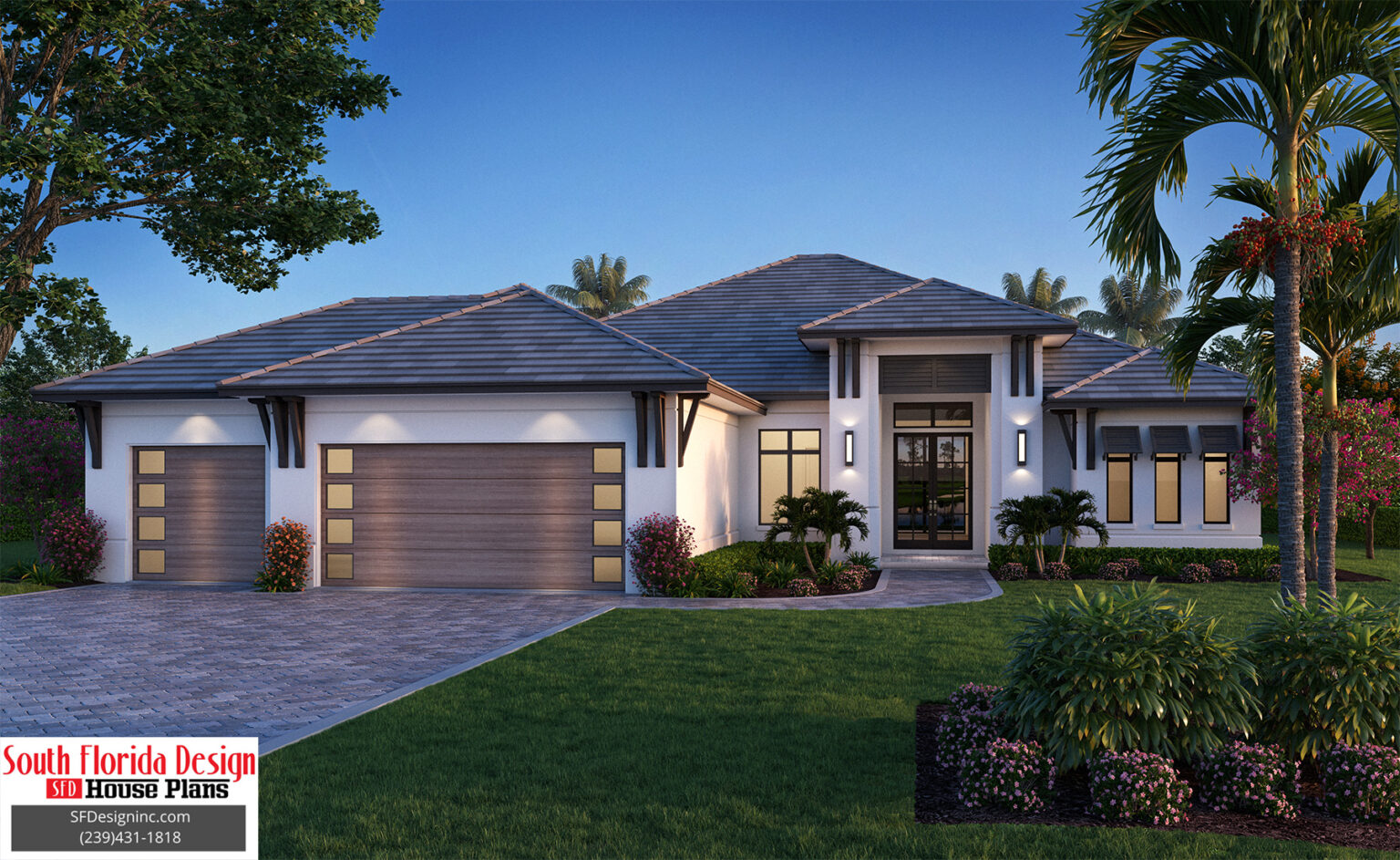 South Florida Design 2400sf Coastal Contemporary House Plan-South ...
